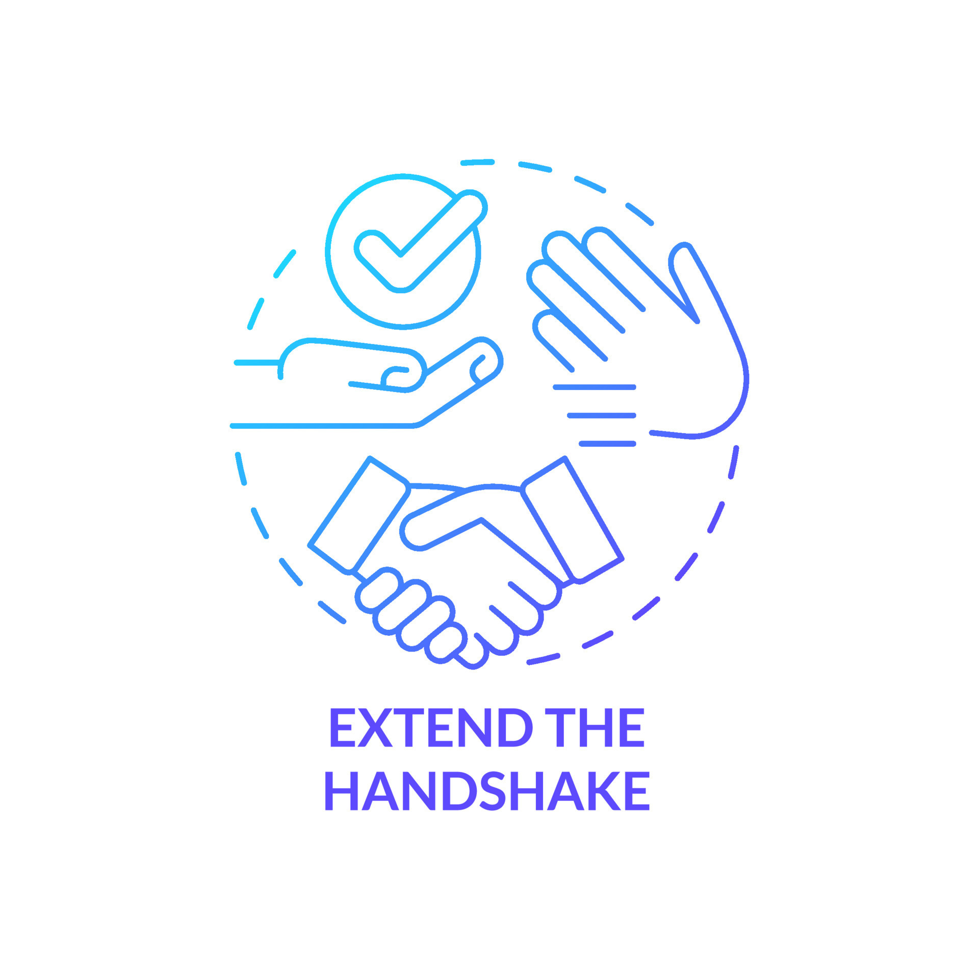 Extend handshake blue gradient concept icon. Keep hands clean. Common ... Extend handshake blue gradient concept icon. Keep hands clean. Common ...