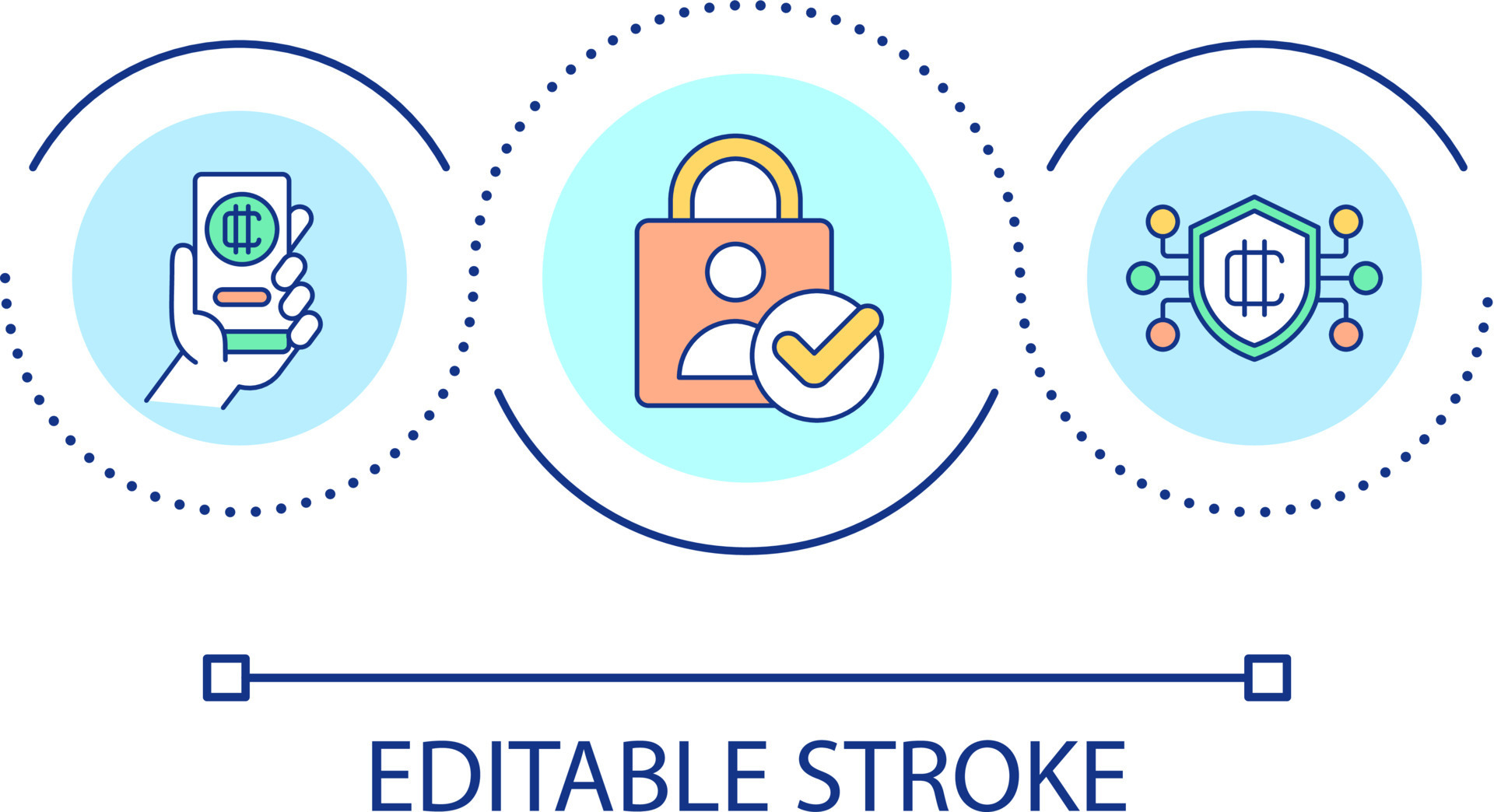 Mobile application for crypto trading loop concept icon. Safe deals ...