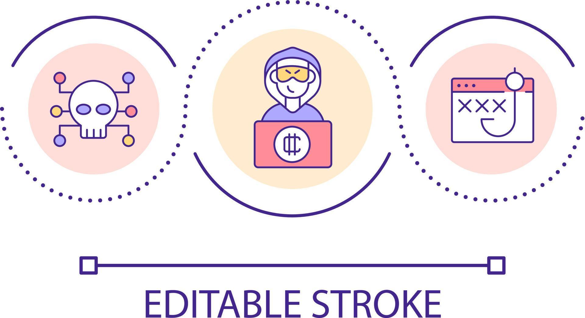 Phishing on crypto platforms loop concept icon. Hackers and frauds ...