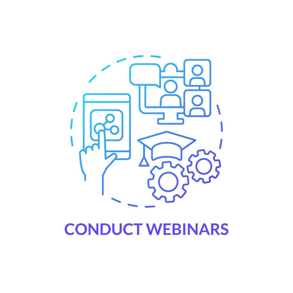 Conduct webinars blue gradient concept icon. Building online training program abstract idea thin ...