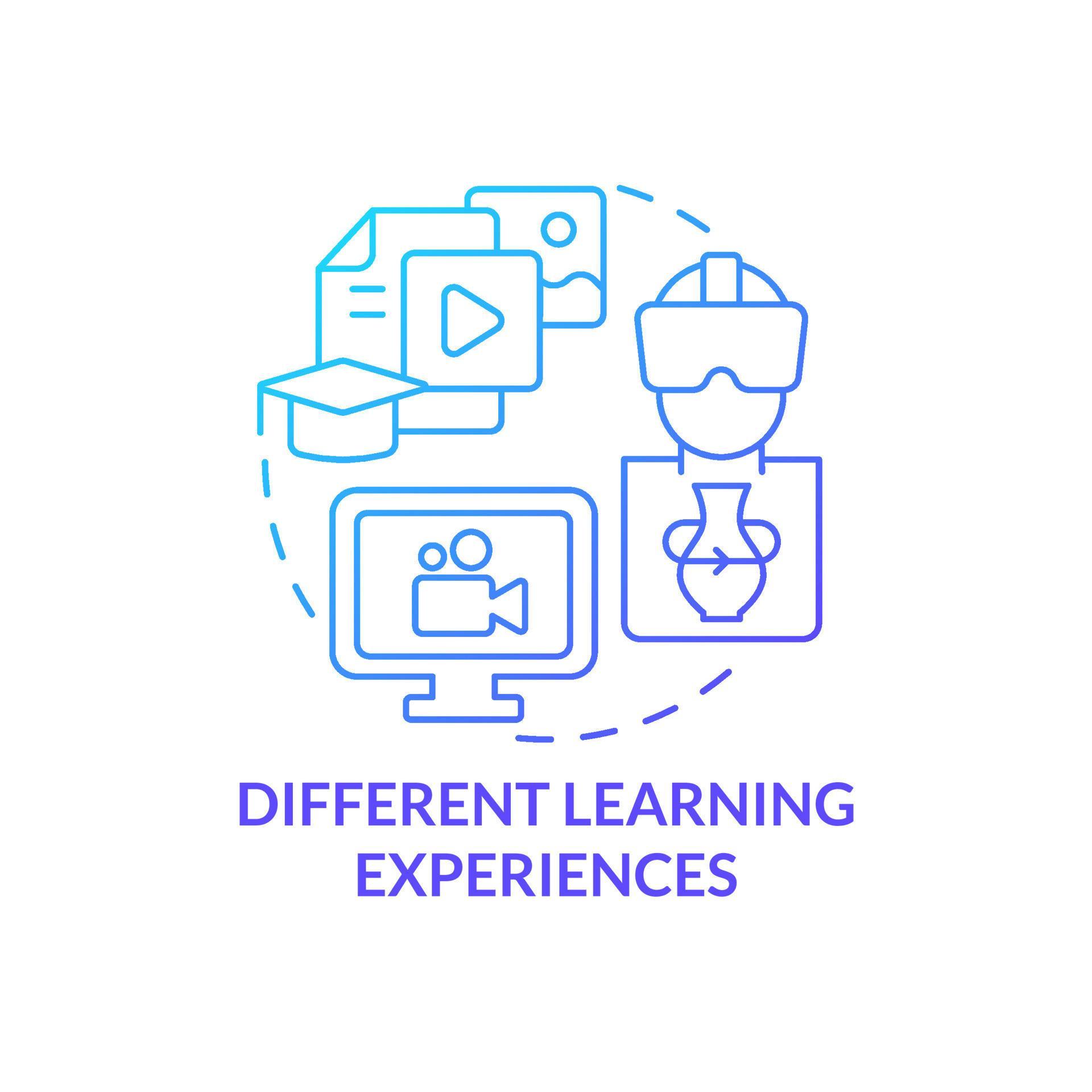 Different learning experiences blue gradient concept icon. Improve ...