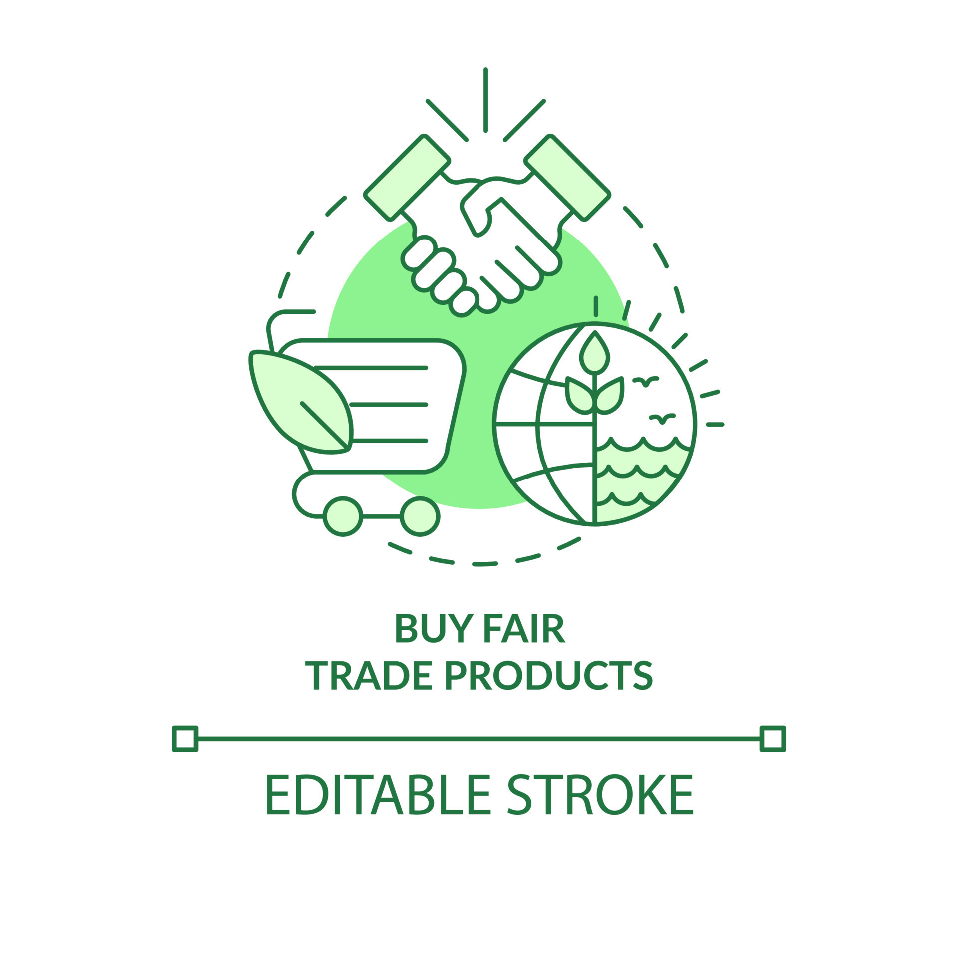 Buy fair trade products green concept icon. Transparent business. Eco consumption abstract idea ...