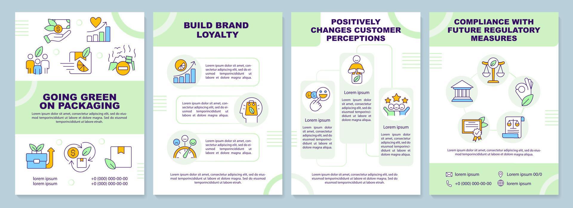 Going green on packaging green brochure template. Leaflet design with ...