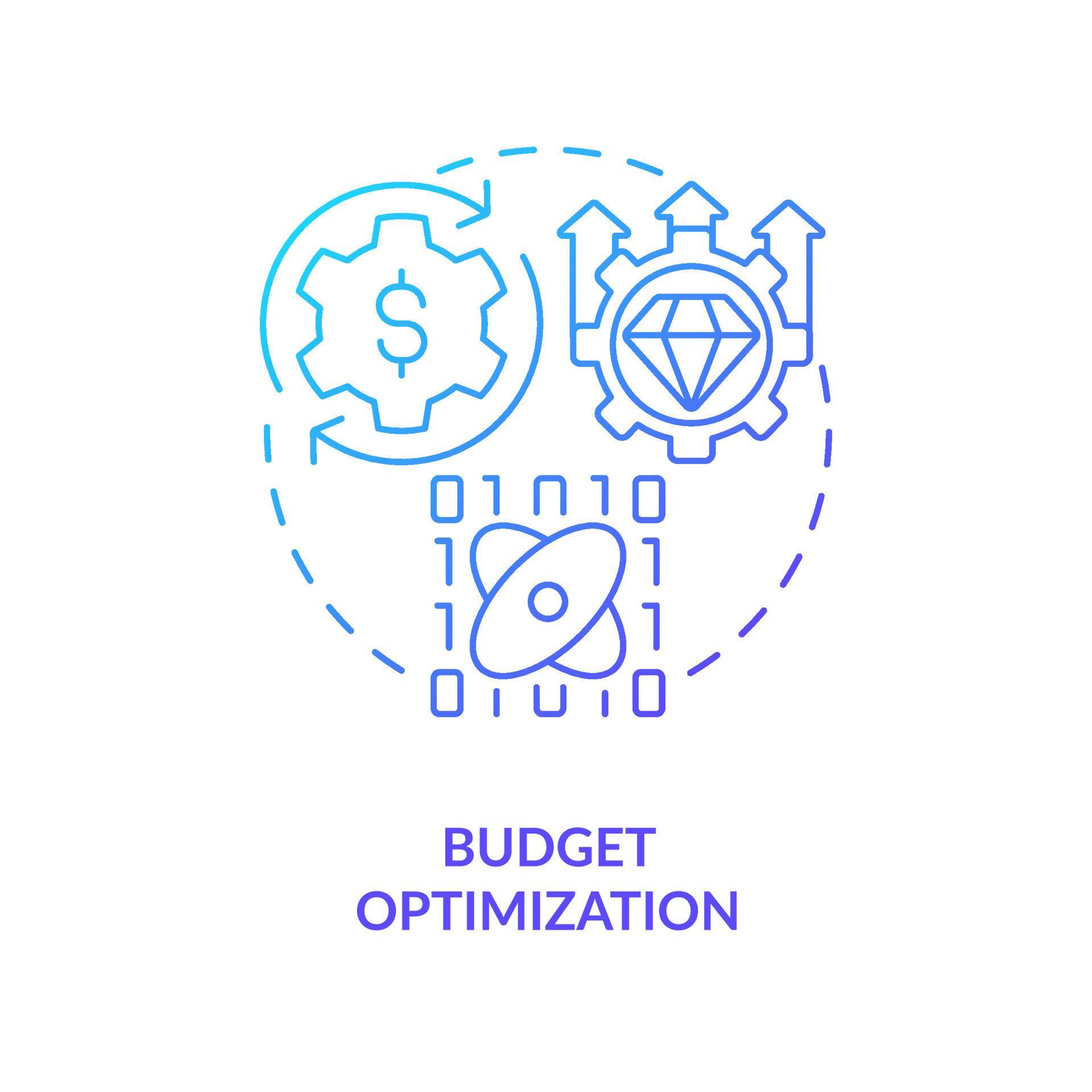 Marketing budget optimization blue gradient concept icon. Finance ...