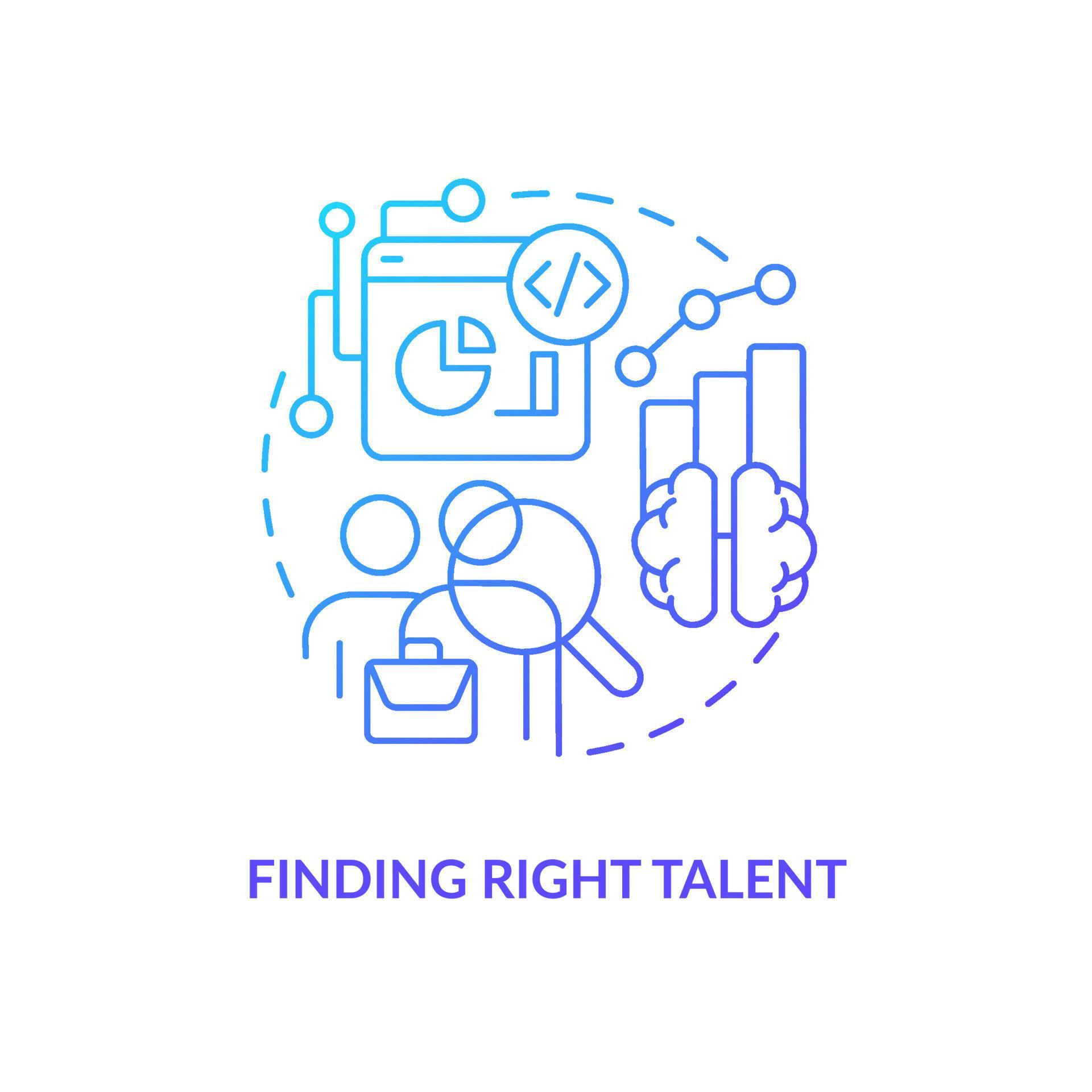 Finding right talent blue gradient concept icon. Employees hiring ... Finding right talent blue gradient concept icon. Employees hiring ...