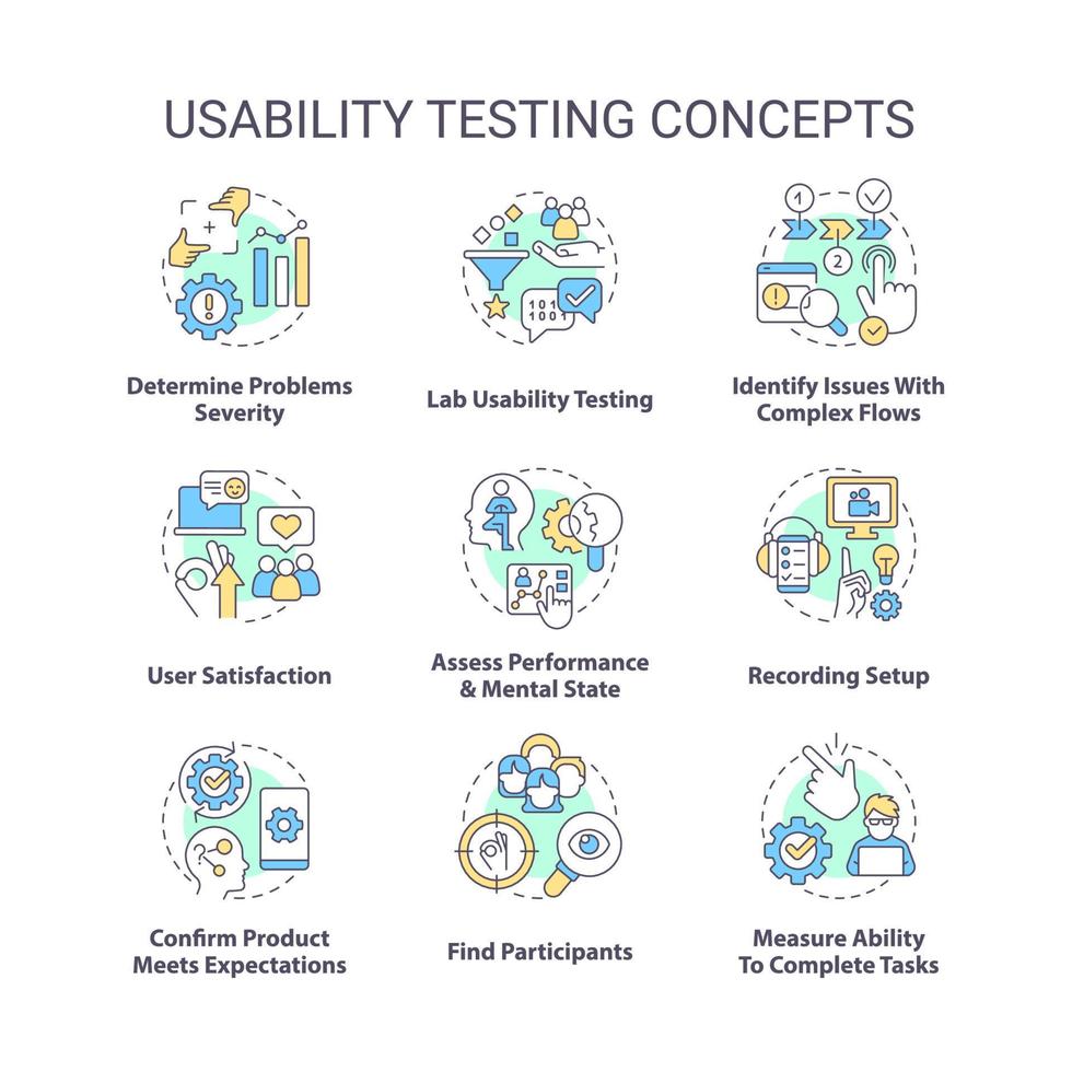 Usability testing concept icons set. Conduct product research. User ...