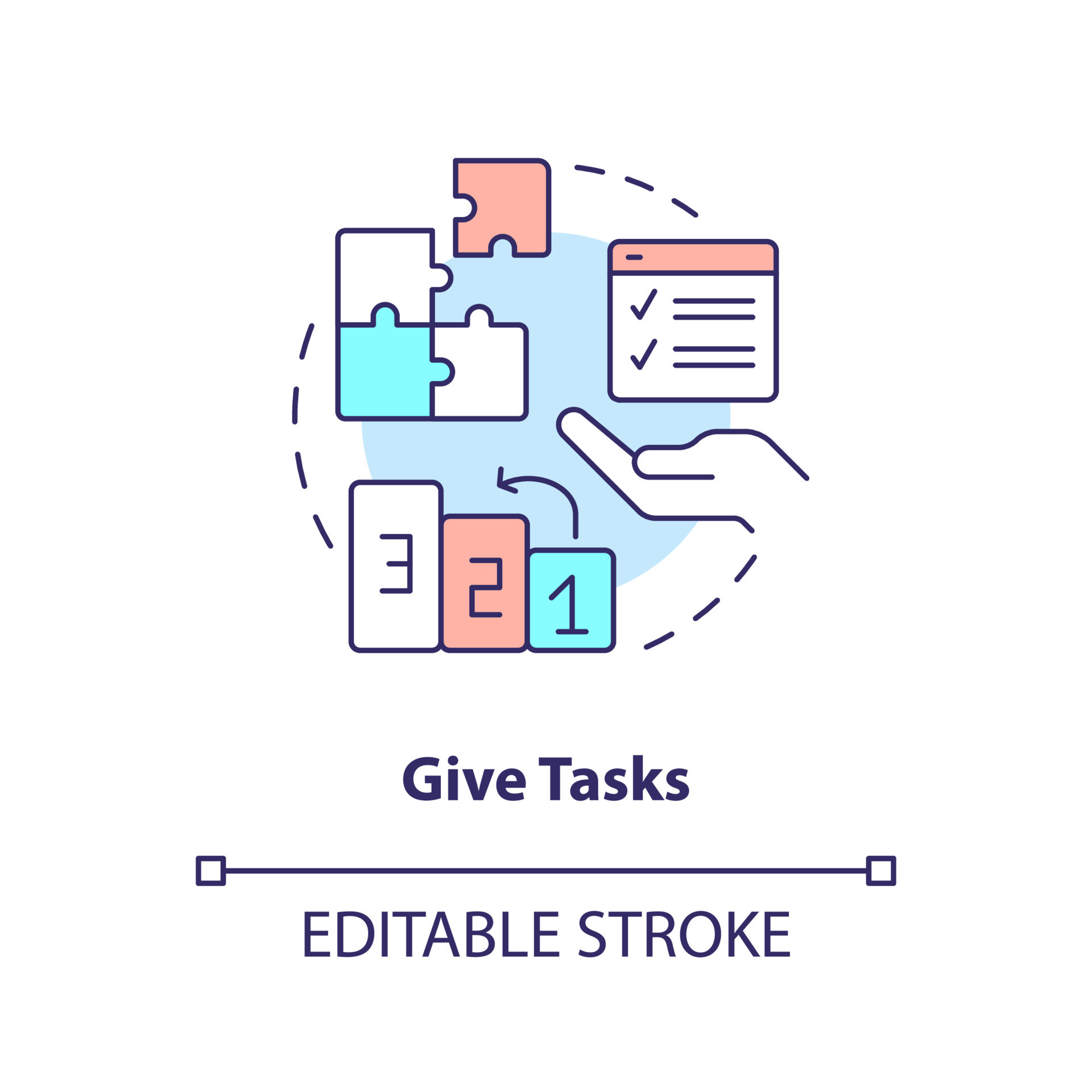 Give tasks concept icon. Steps instruction. Provide guide. Testing ... Give tasks concept icon. Steps instruction. Provide guide. Testing ...