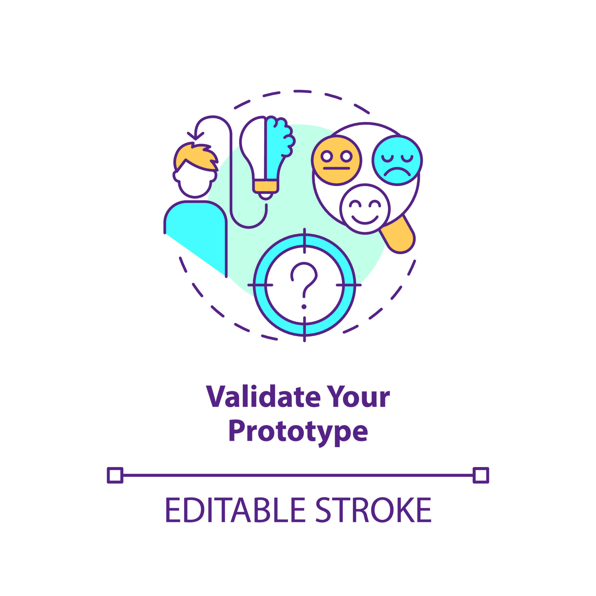 Validate Your Prototype Concept Icon Users Testing On Early Development Stages Abstract Idea