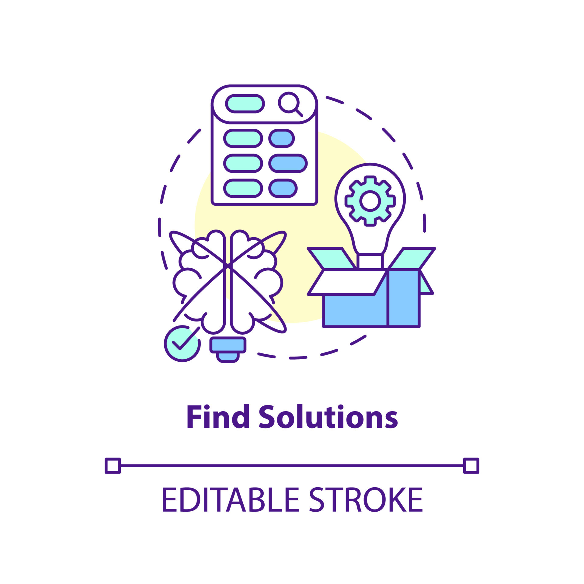 Find Solution Concept Icon Determine Problem Solving Overcoming Flaws Optimization Abstract