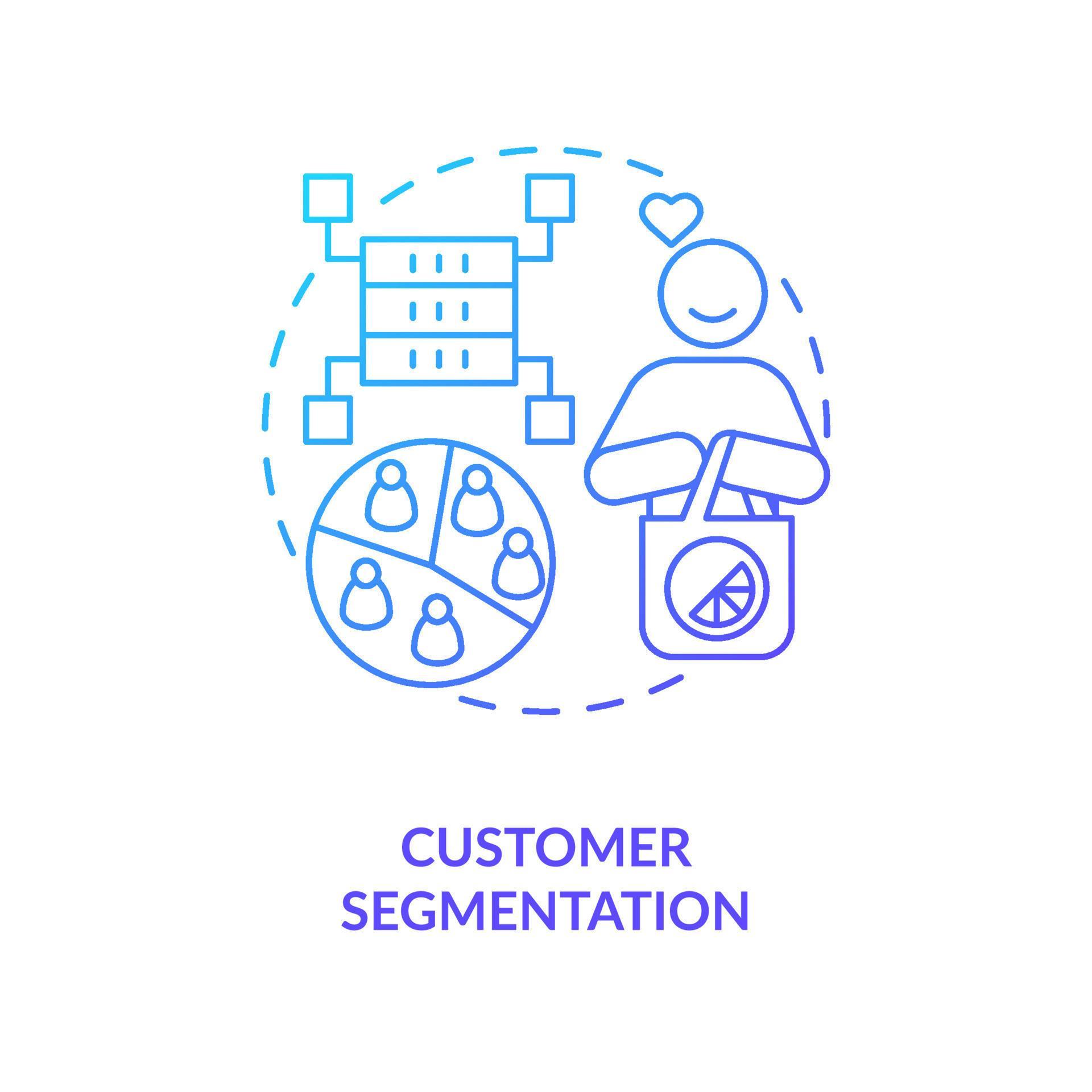 Customer Segmentation Blue Gradient Concept Icon Virtual Algorithm Data Science In Marketing