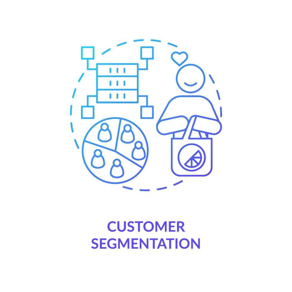 Customer Segmentation Blue Gradient Concept Icon Virtual Algorithm