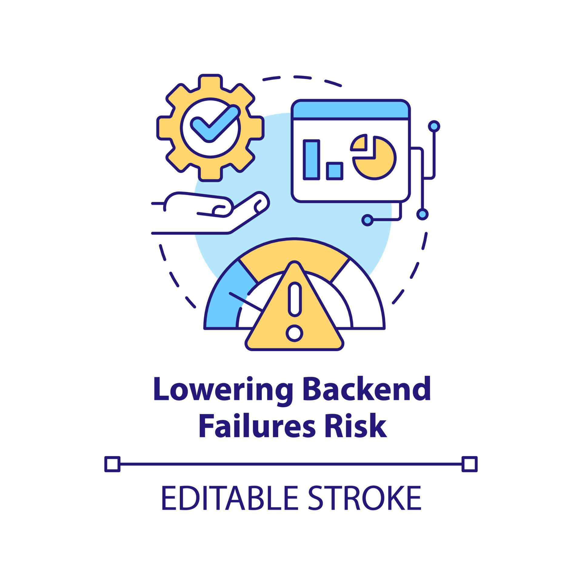 Lowering backend failures risk concept icon. High digital service performance abstract idea thin ...