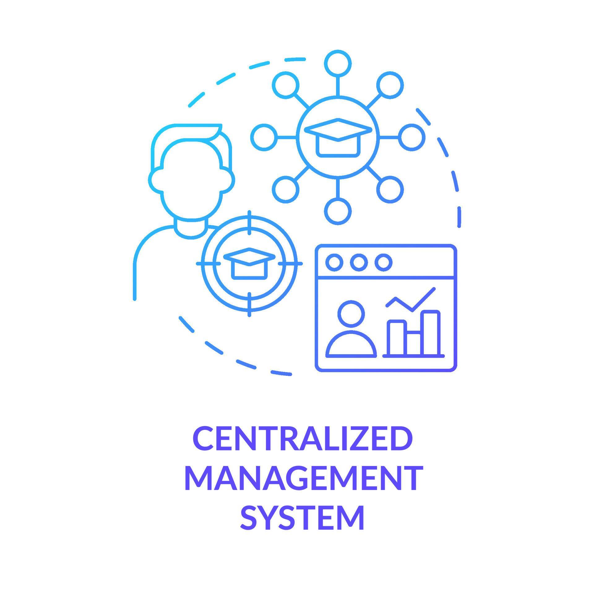 Centralised management system blue gradient concept icon. Elearning ...