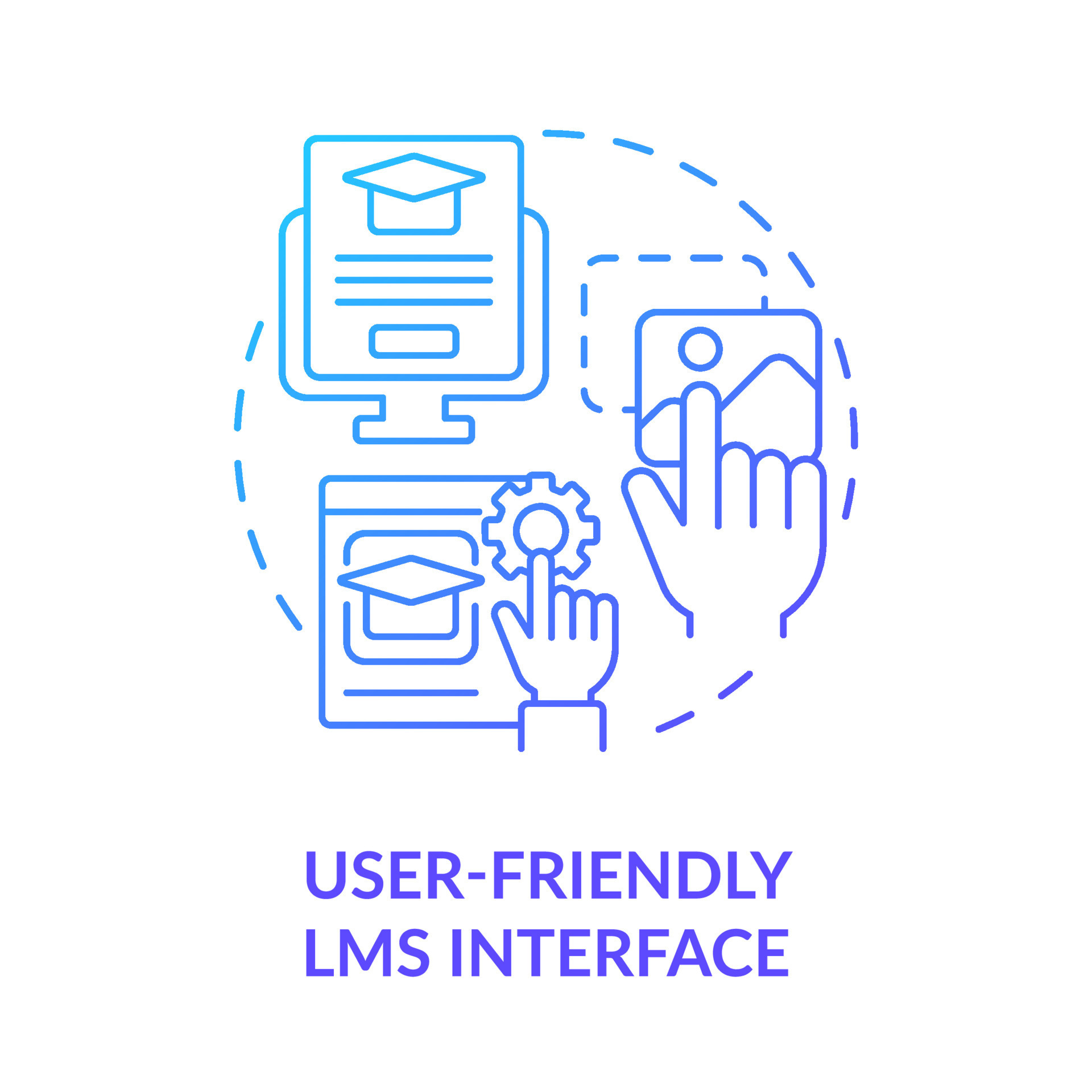 User Friendly Lms Interface Blue Gradient Concept Icon Learning Management System Feature