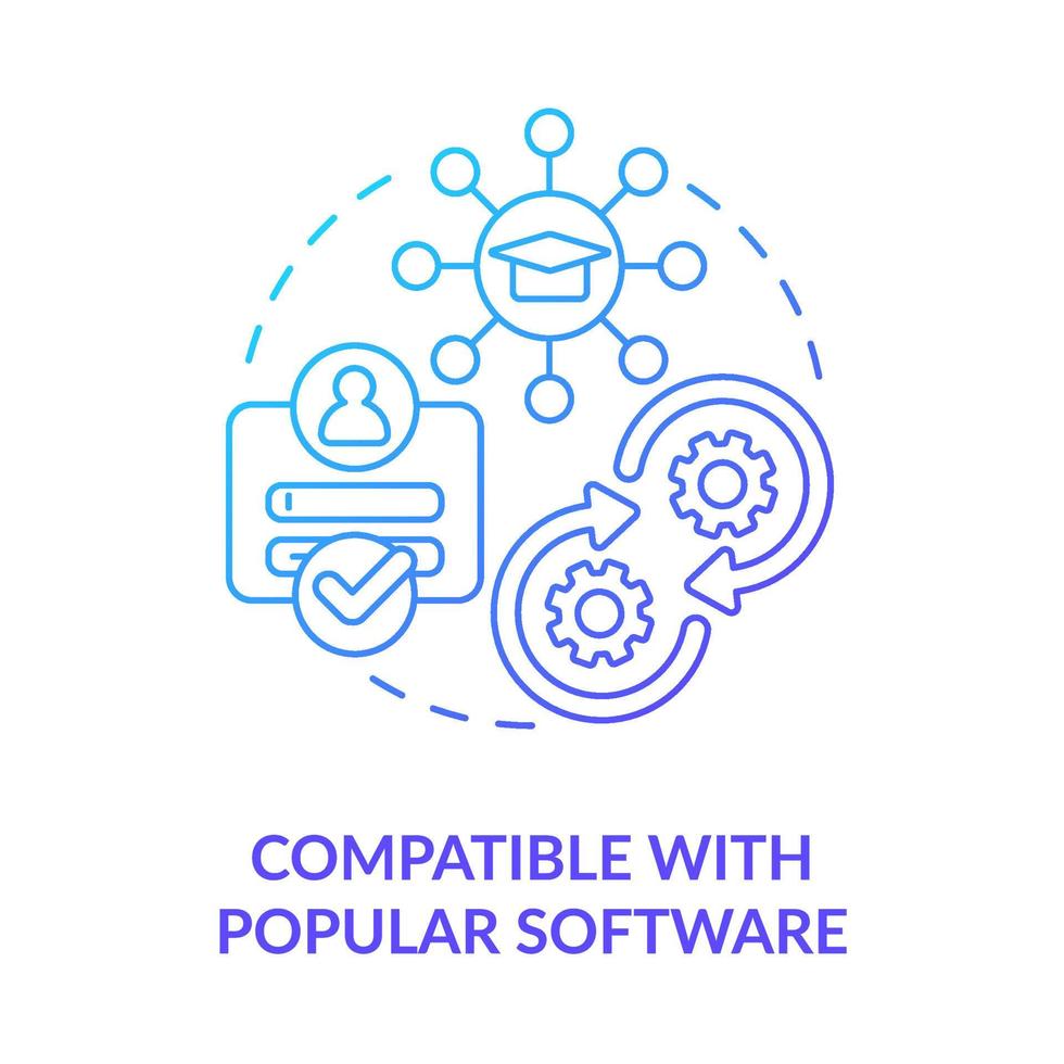 Compatible With Popular Software Blue Gradient Concept Icon Learning