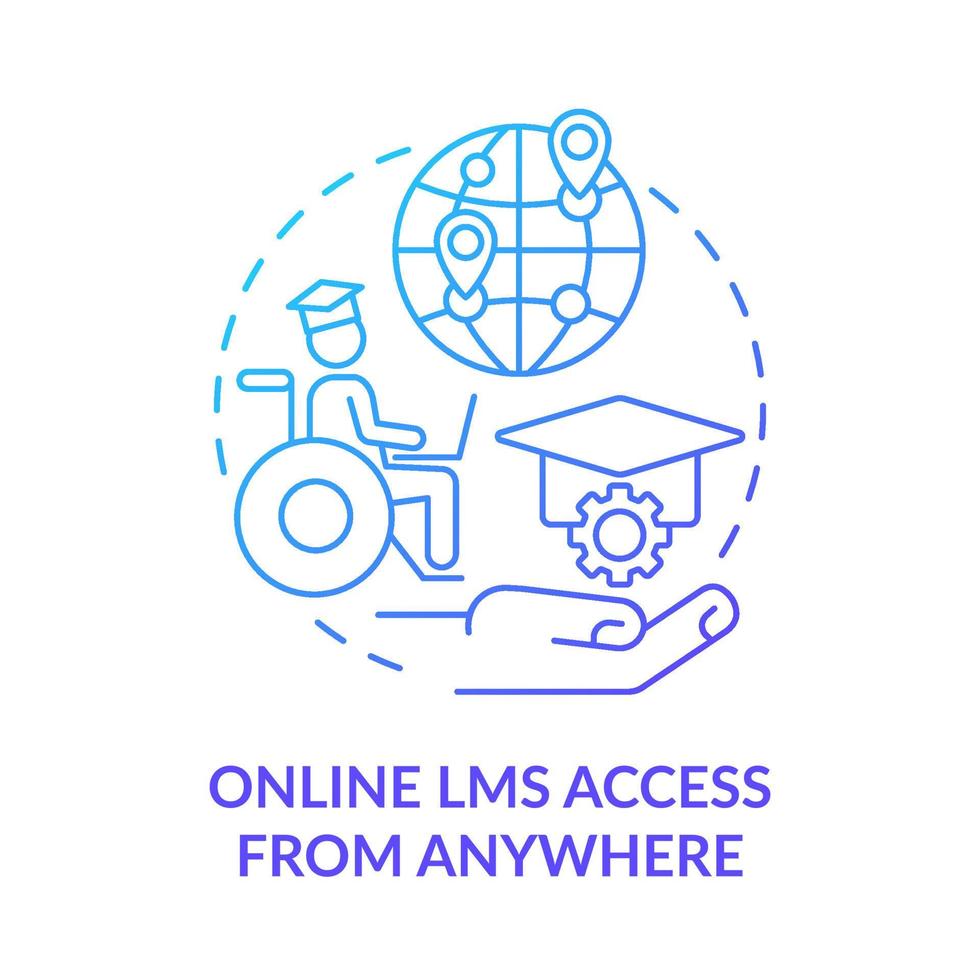 Online LMS access from anywhere blue gradient concept icon. Learning ...