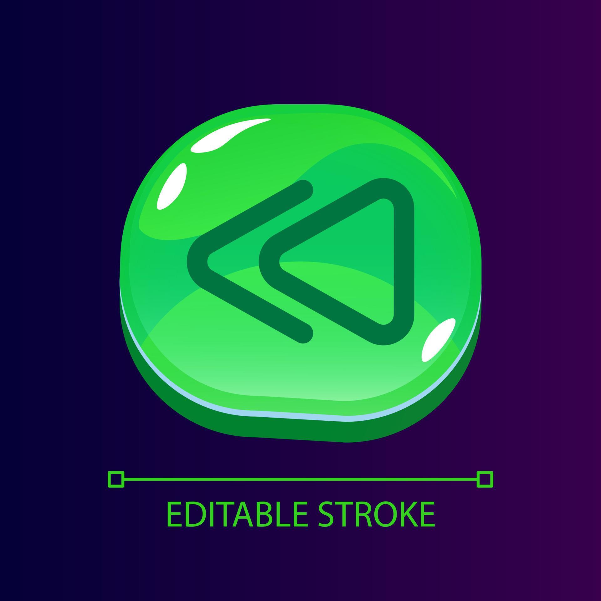 Player control glossy ui button with linear icon. Fast backwards. Digital technology. Isolated ...