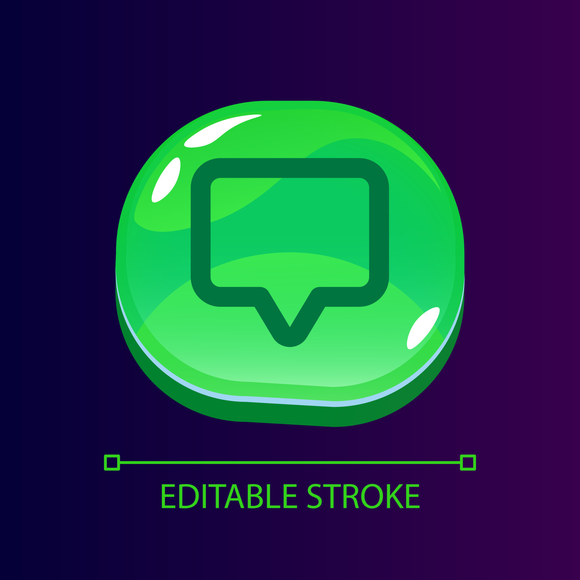 Message Glossy Ui Button With Linear Icon Speech Balloon