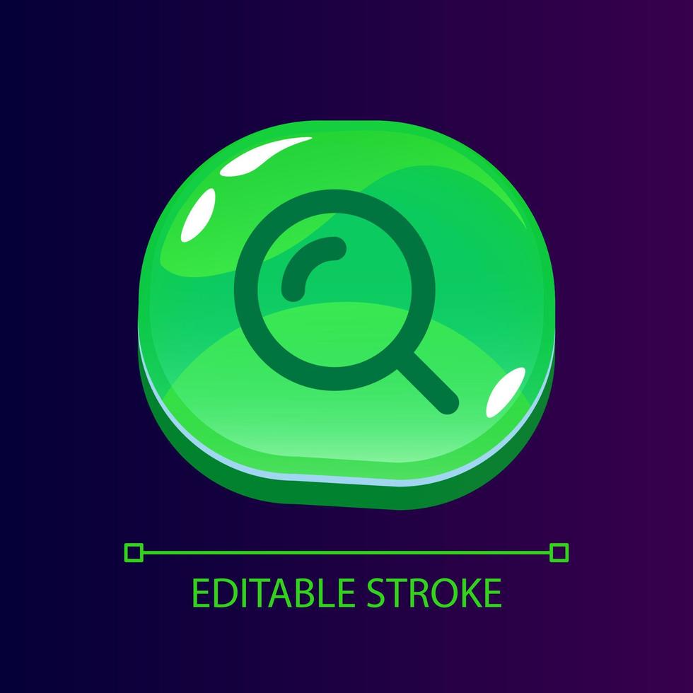 Magnifying glass glossy ui button with linear icon. Search information. Browse on website ...