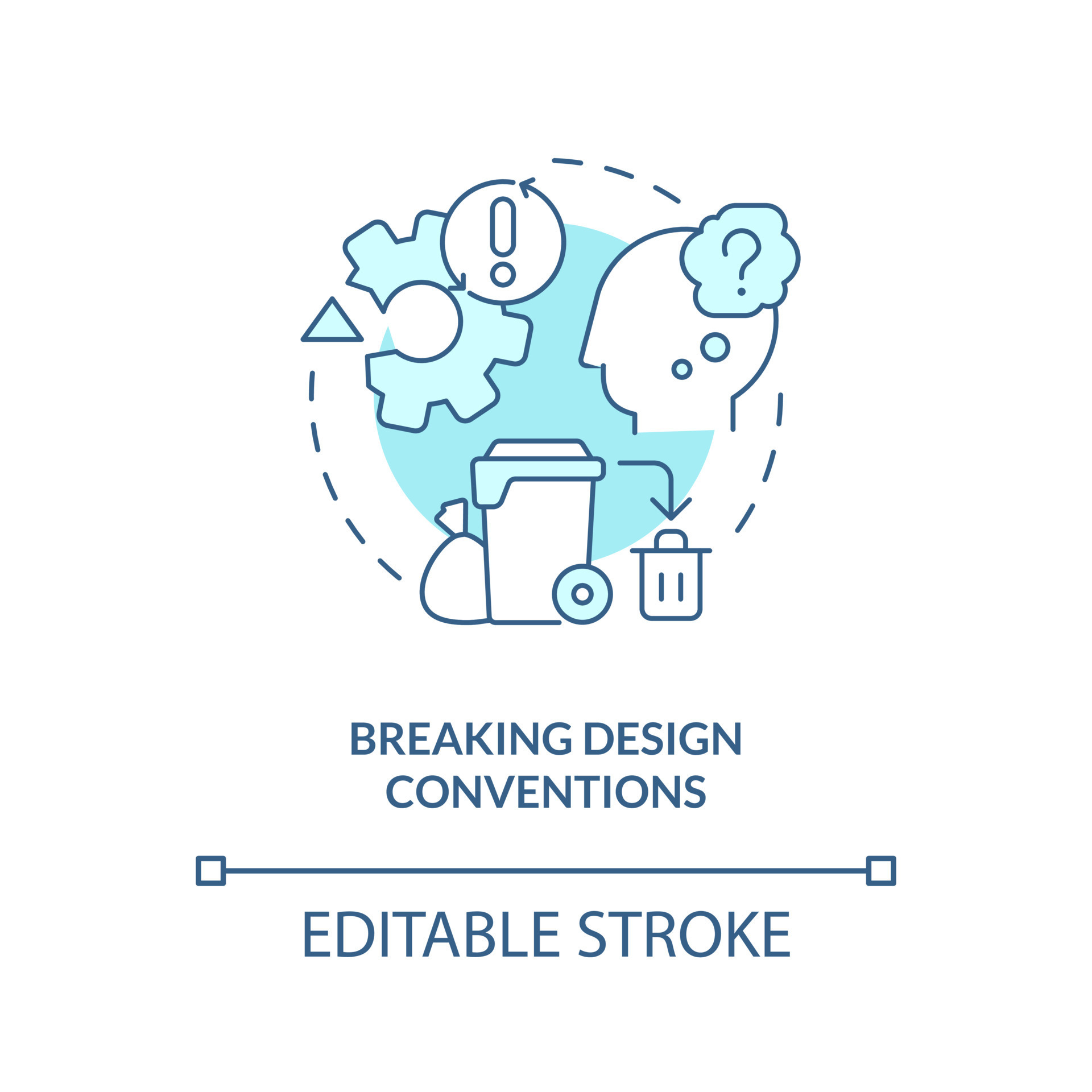 Breaking Design Conventions Turquoise Concept Icon Ux Ui Designer Fail Abstract Idea Thin Line