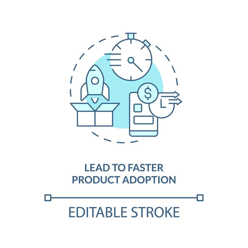 Lead To Faster Product Adoption Turquoise Concept Icon Using