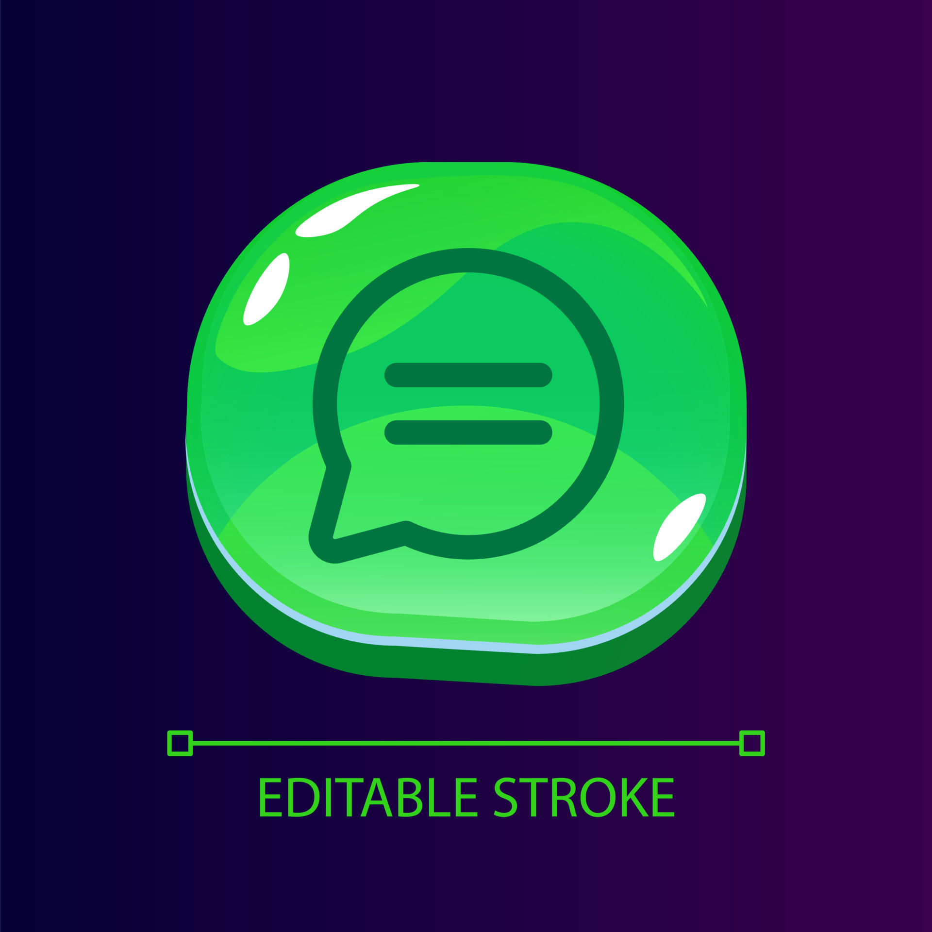 Message In Chat Glossy Ui Button With Linear Icon Communication Online Speech Bubble Isolated