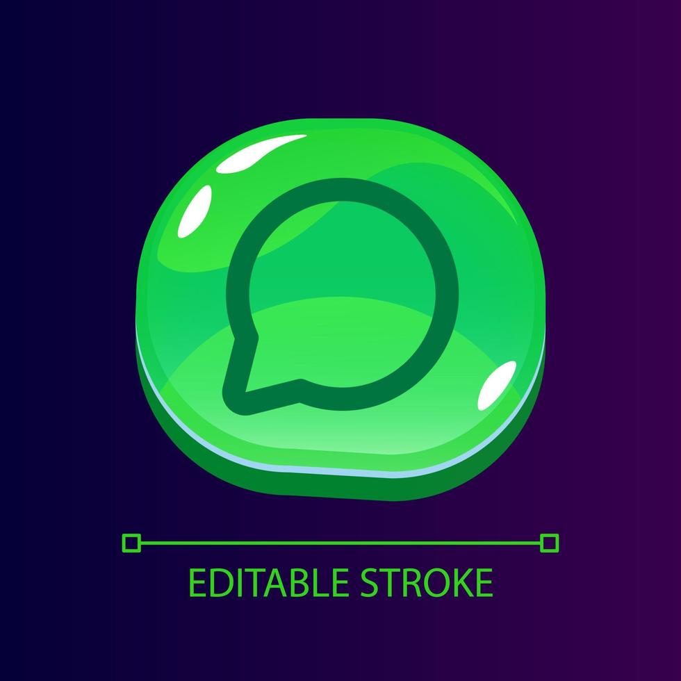 Speech bubble glossy ui button with linear icon. Communication tool. Send message. Isolated user ...