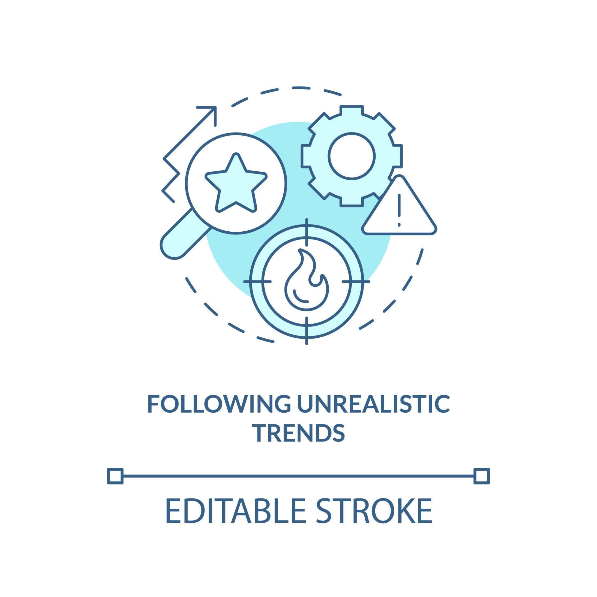 Following Unrealistic Trends Turquoise Concept Icon Ux Ui Designer