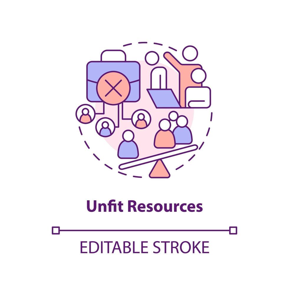 Unfit resources concept icon. Unqualified candidate. IT staffing service disadvantage abstract ...