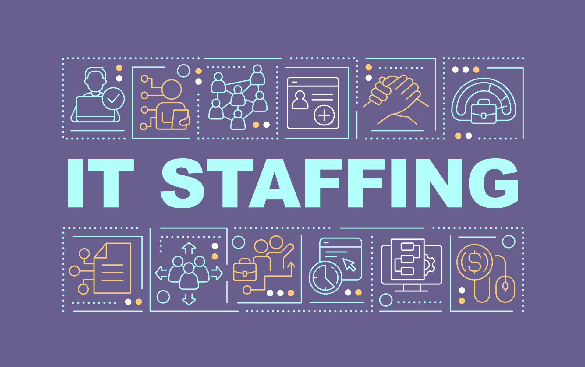 It Staffing Word Concepts Purple Banner Recruitment Infographics With