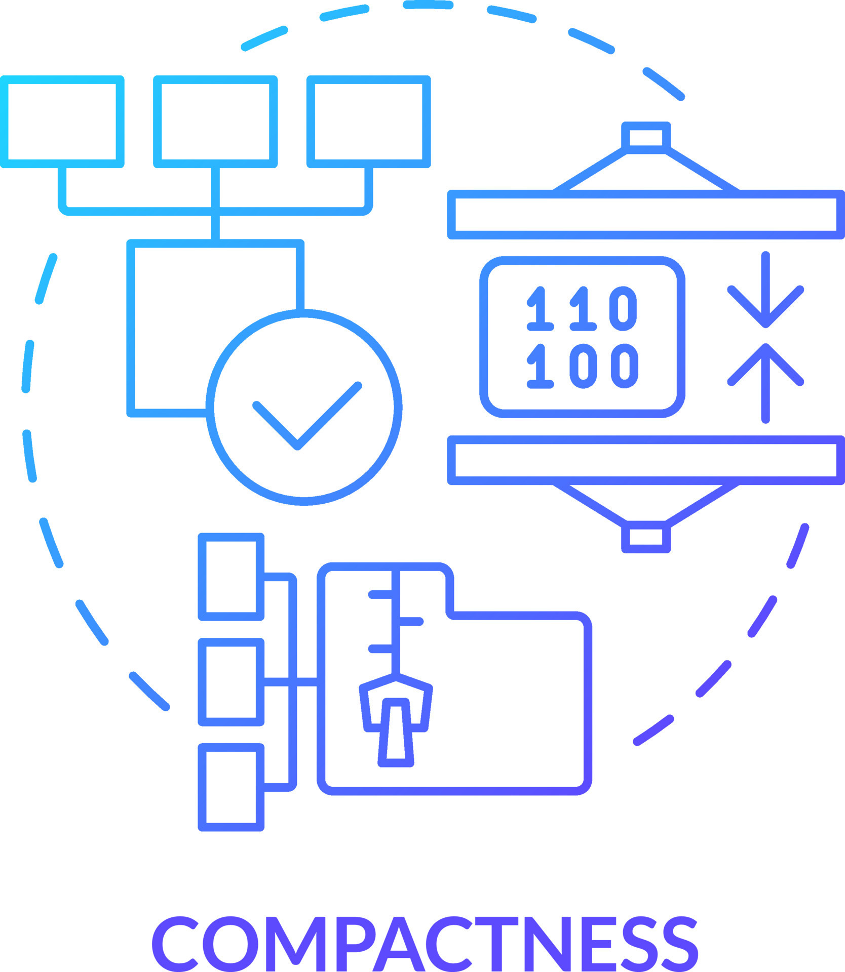 Compactness Blue Gradient Concept Icon Concise Code And Algorithm Feature Of Programming