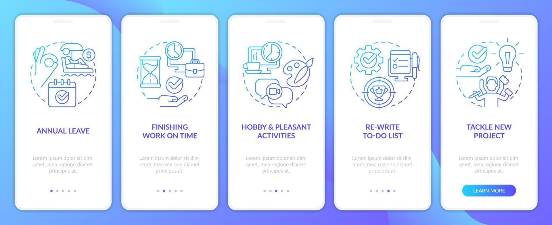 Burnout Prevention Blue Gradient Onboarding Mobile App Screen