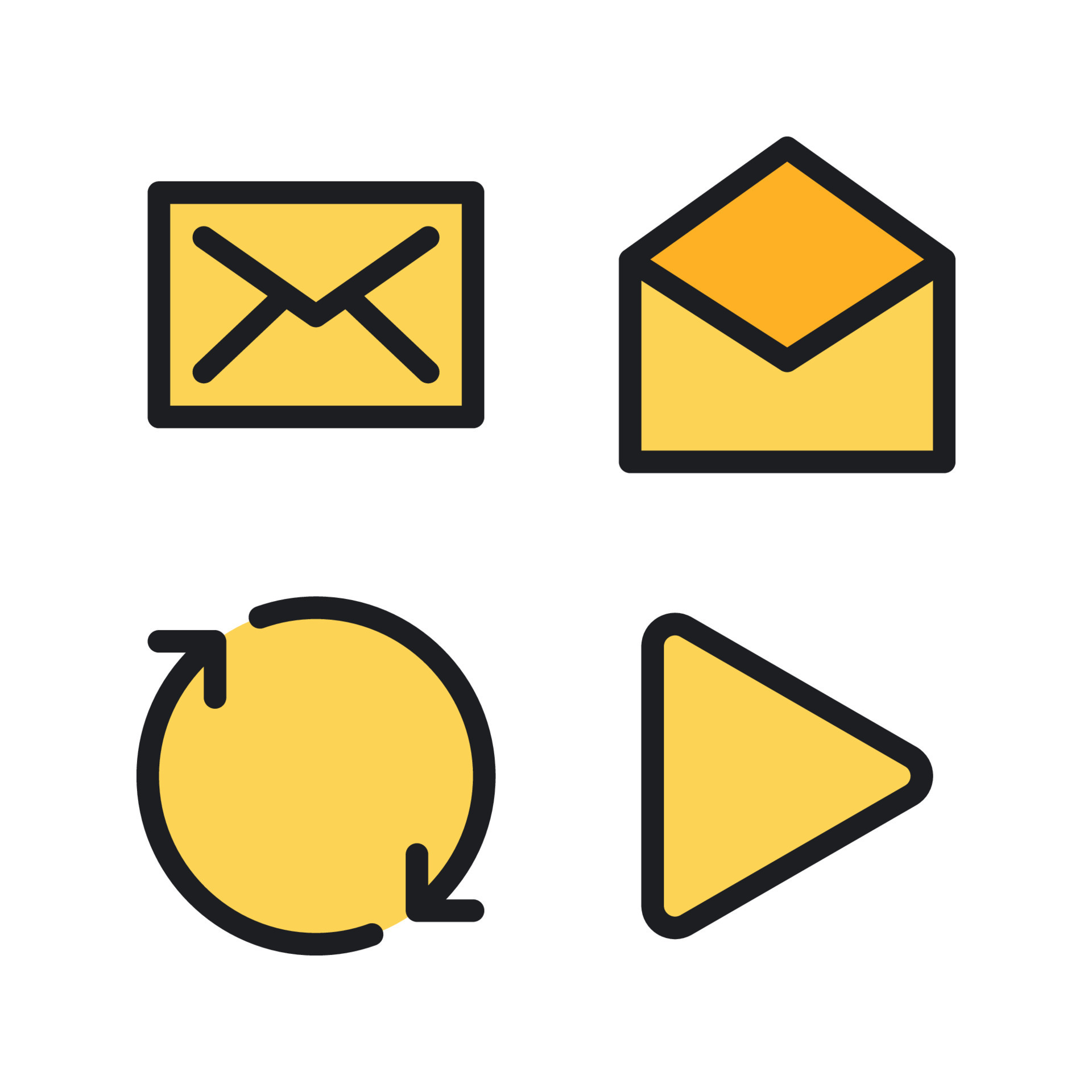 User Interface Icons Set Email Envelope Refresh Play Perfect For Website Mobile App App