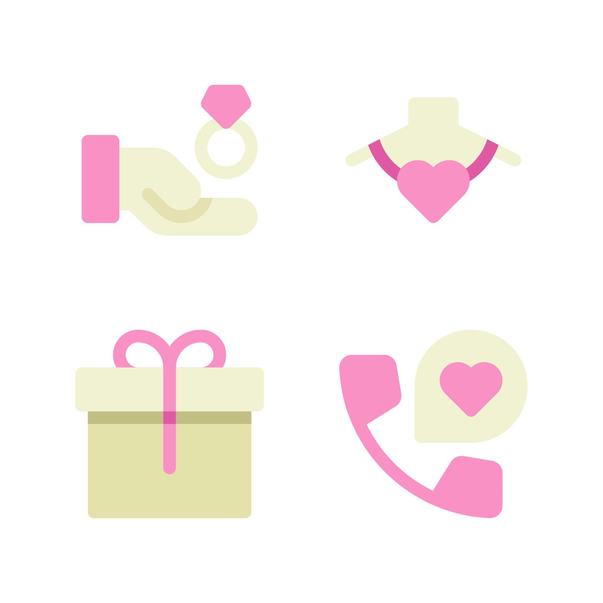 Romance icons set. engagement, necklace, gift box, telephone . Perfect for website mobile app ...