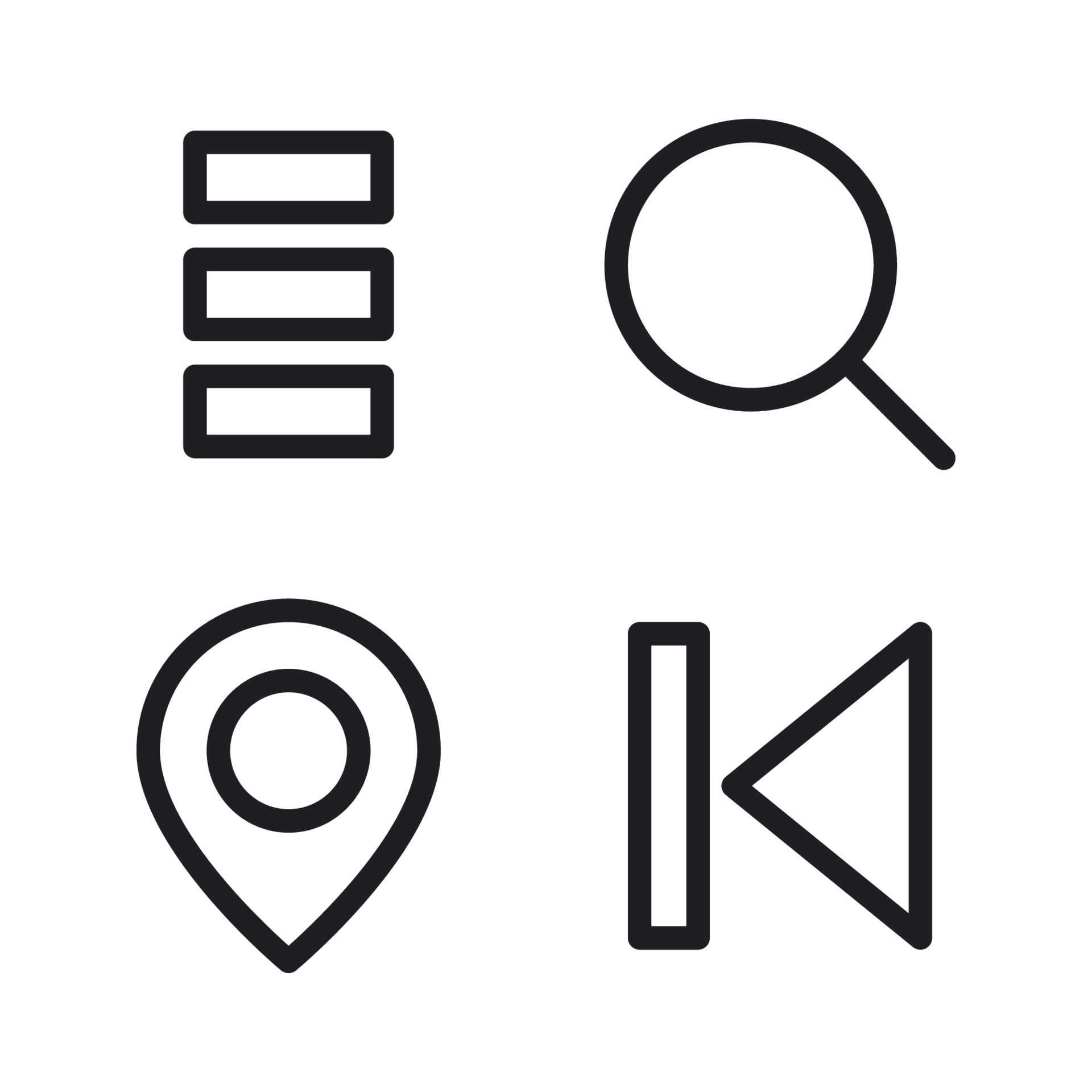 User Interface Icons Set Menu Search Pin Backward Perfect For Website Mobile App App Icons