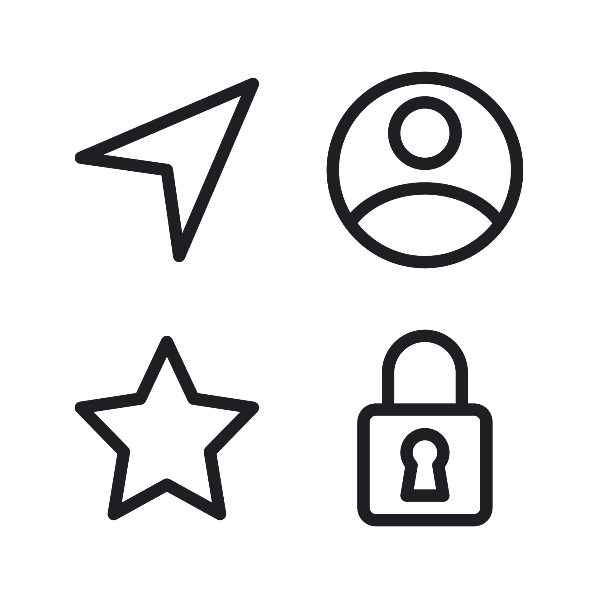 User Interface icons set. Share, user, star, locked. Perfect for ...