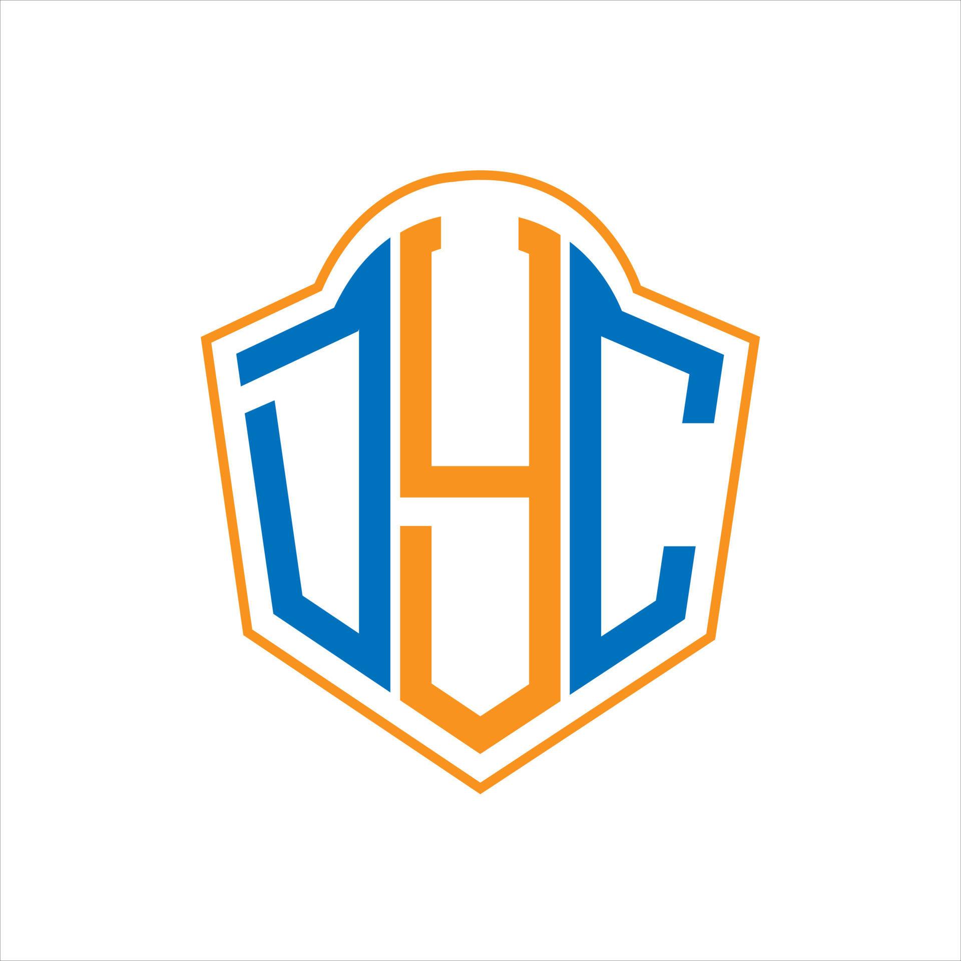 DYC abstract monogram shield logo design on white background. DYC creative initials letter logo ...