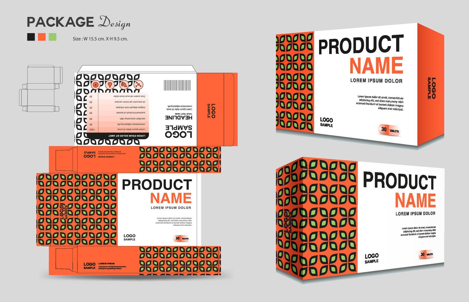 Cosmetic box design, Supplements box template, Package design template, 3d Box Packaging design ...