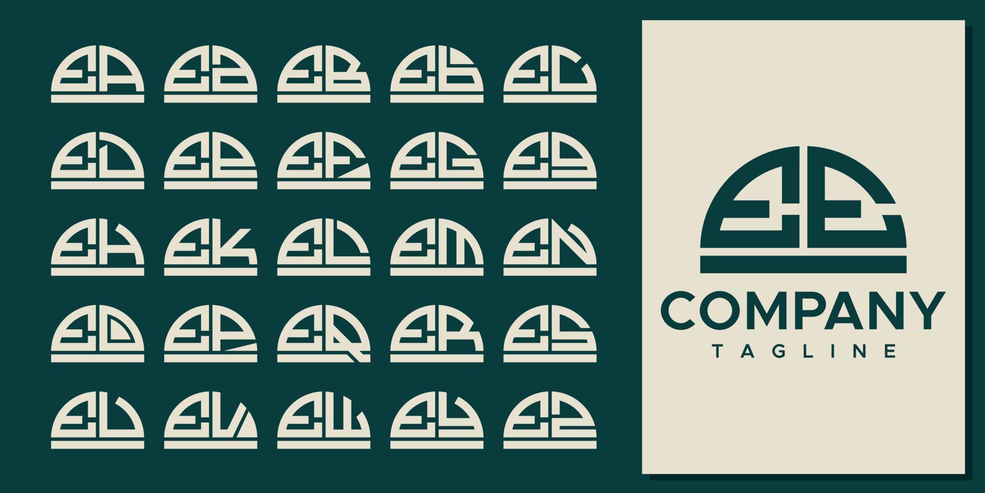 Abstract half circle letter E logo design set. Modern curve EE E letter logo template. 20117522 ...