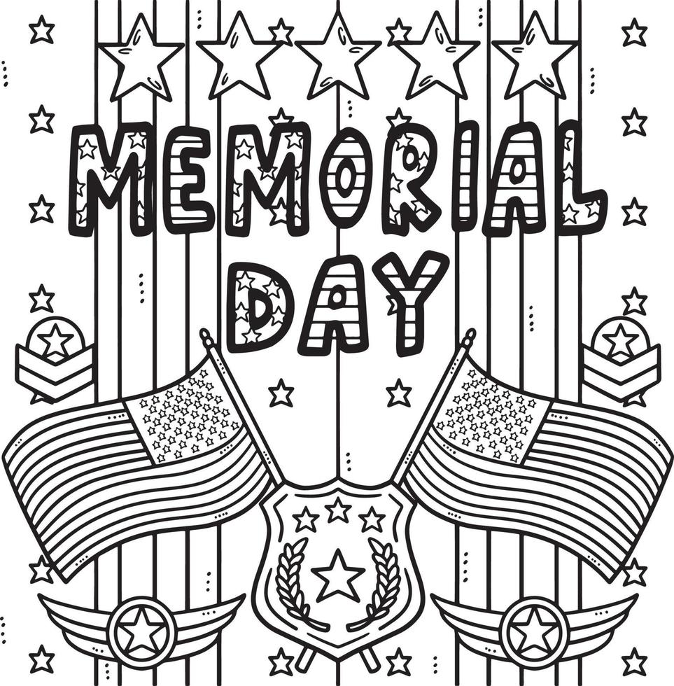 Memorial Day Coloring Page for Kids 20119111 Vector Art at Vecteezy