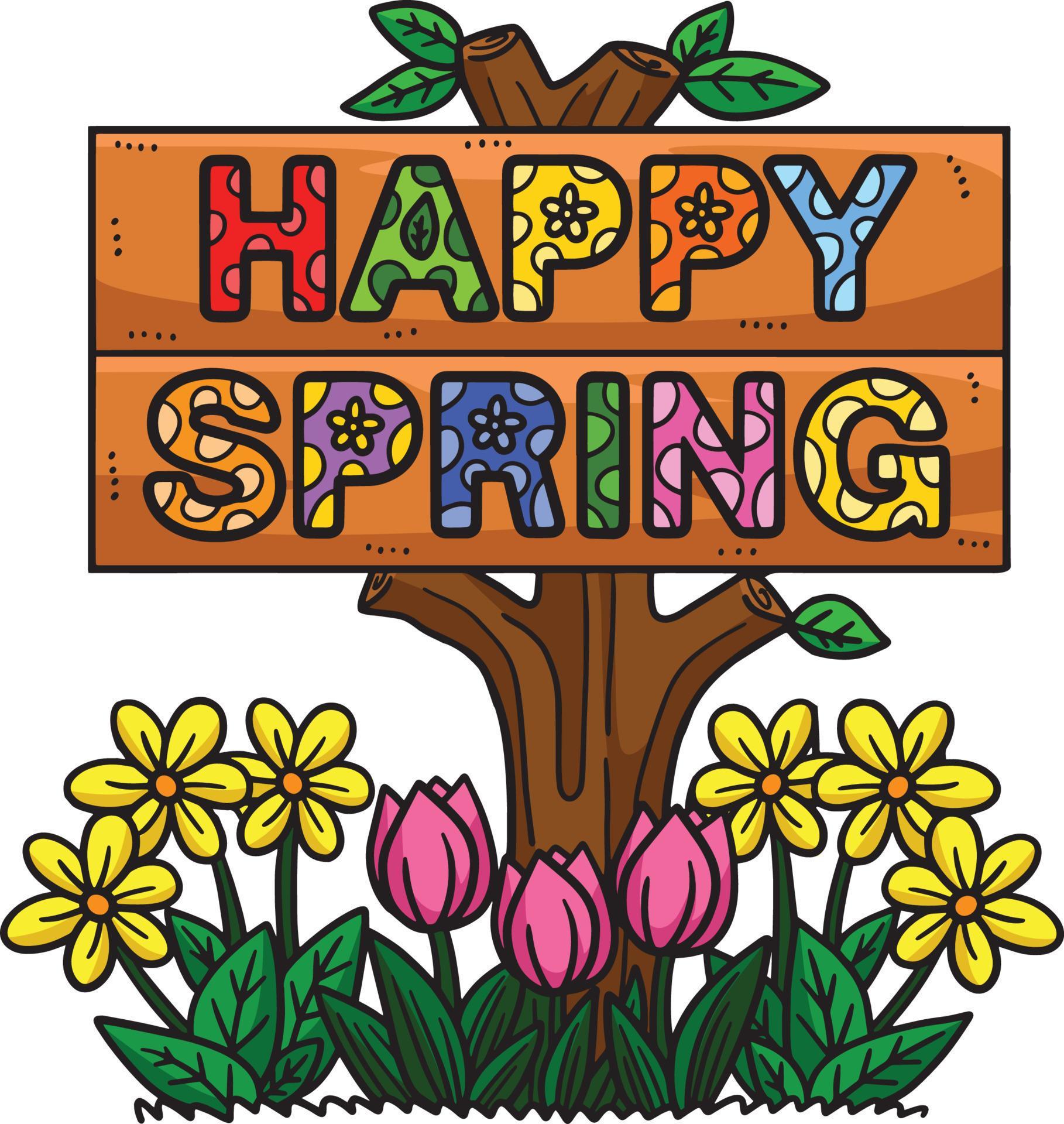 Happy Spring Banner Cartoon Colored Clipart 20119113 Vector Art at Vecteezy