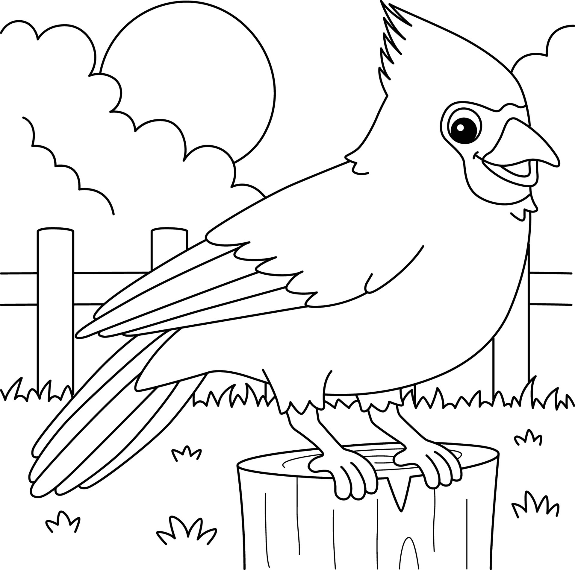 Cardinal Bird Coloring Page