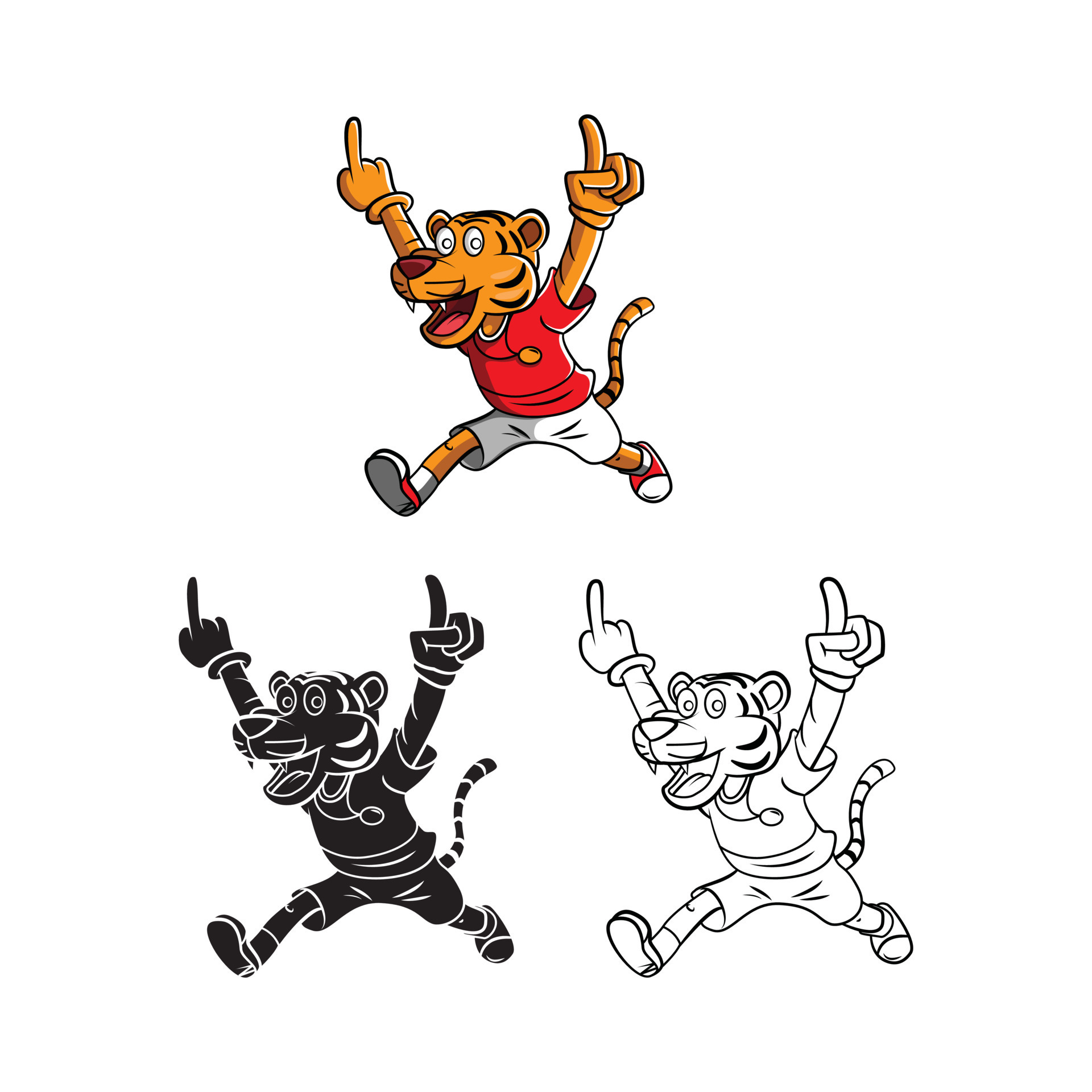 Coloring book tiger kids run cartoon character 20122257 Vector Art at ...