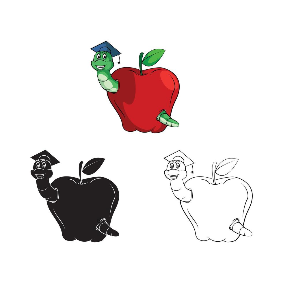 Coloring book apple with caterpillar cartoon character 20122468 Vector ...