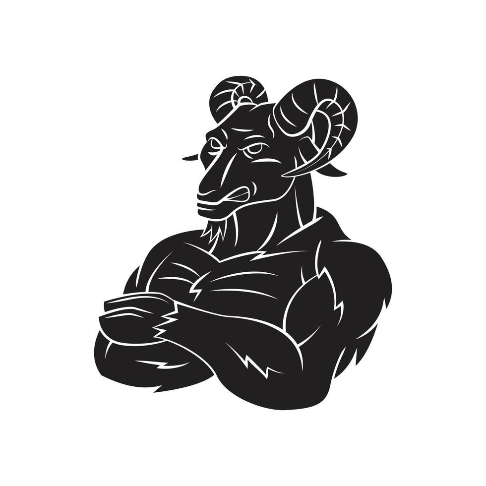 Black Silhouette Of Strong Ram Sheep 20122766 Vector Art At Vecteezy