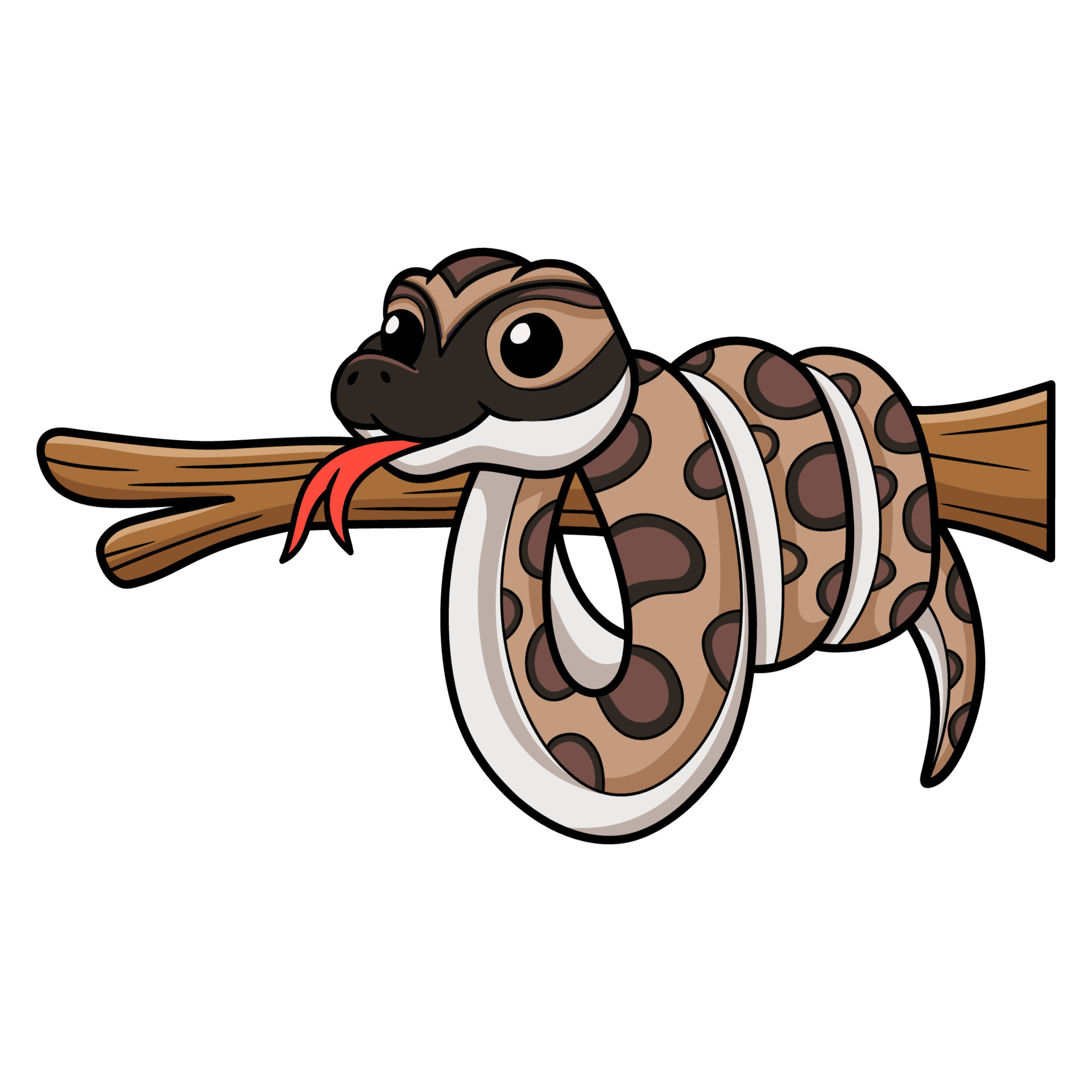 Cute Python Molurus Bivittatus Cartoon On Tree Branch 20126772 Vector