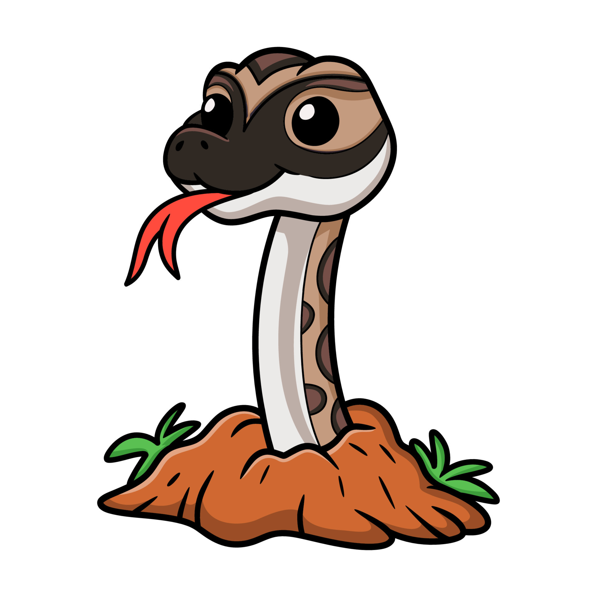 Cute python molurus bivittatus cartoon out from hole 20126775 Vector ...