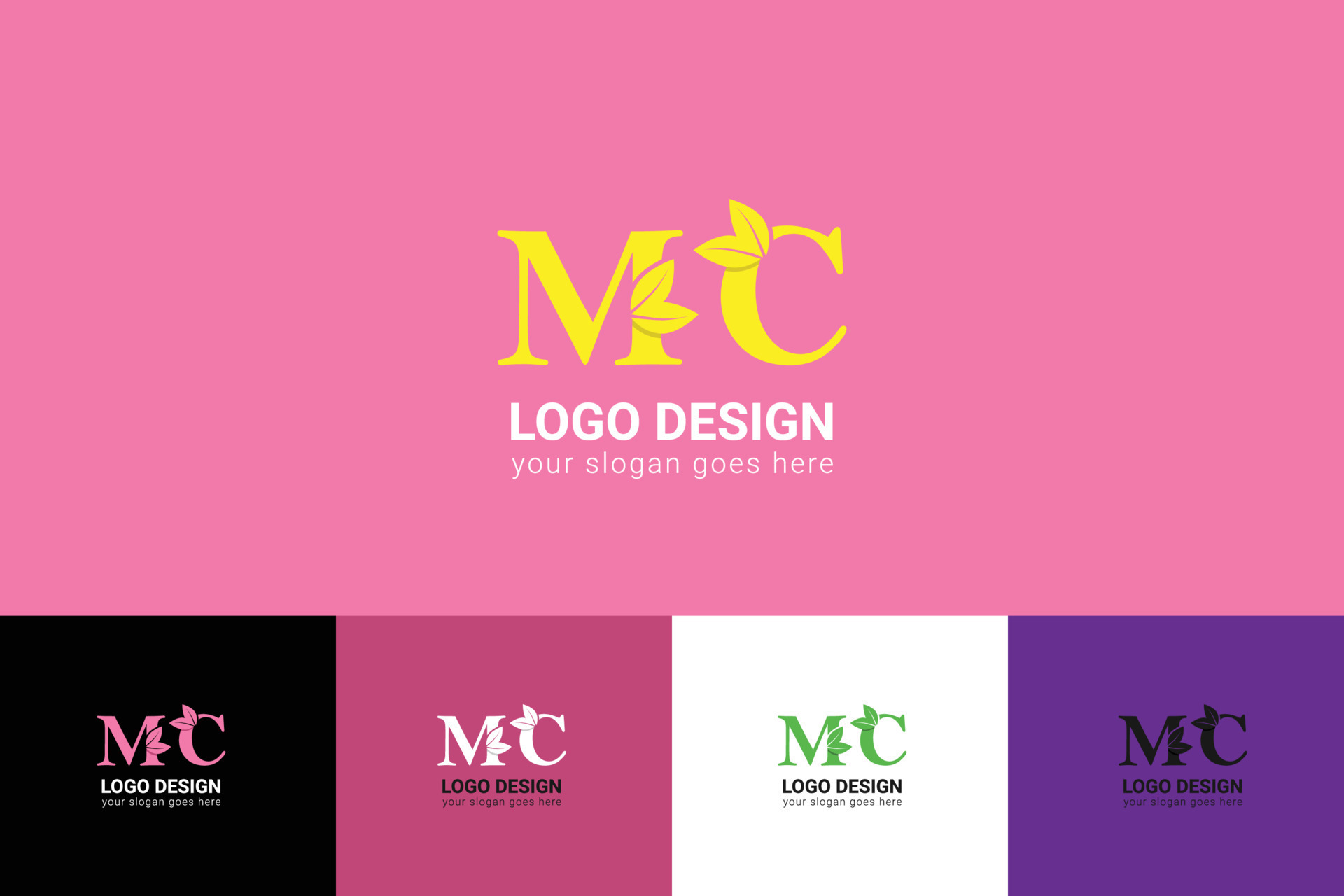 MC letters eco logo with green leaf. Ecology letter logo. Vector ...