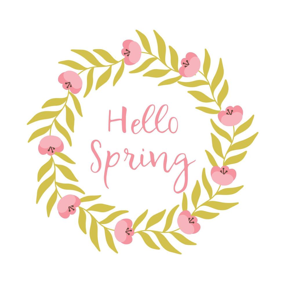 Flowers frame. Spring lettering. Hello spring in a spring frame of ...
