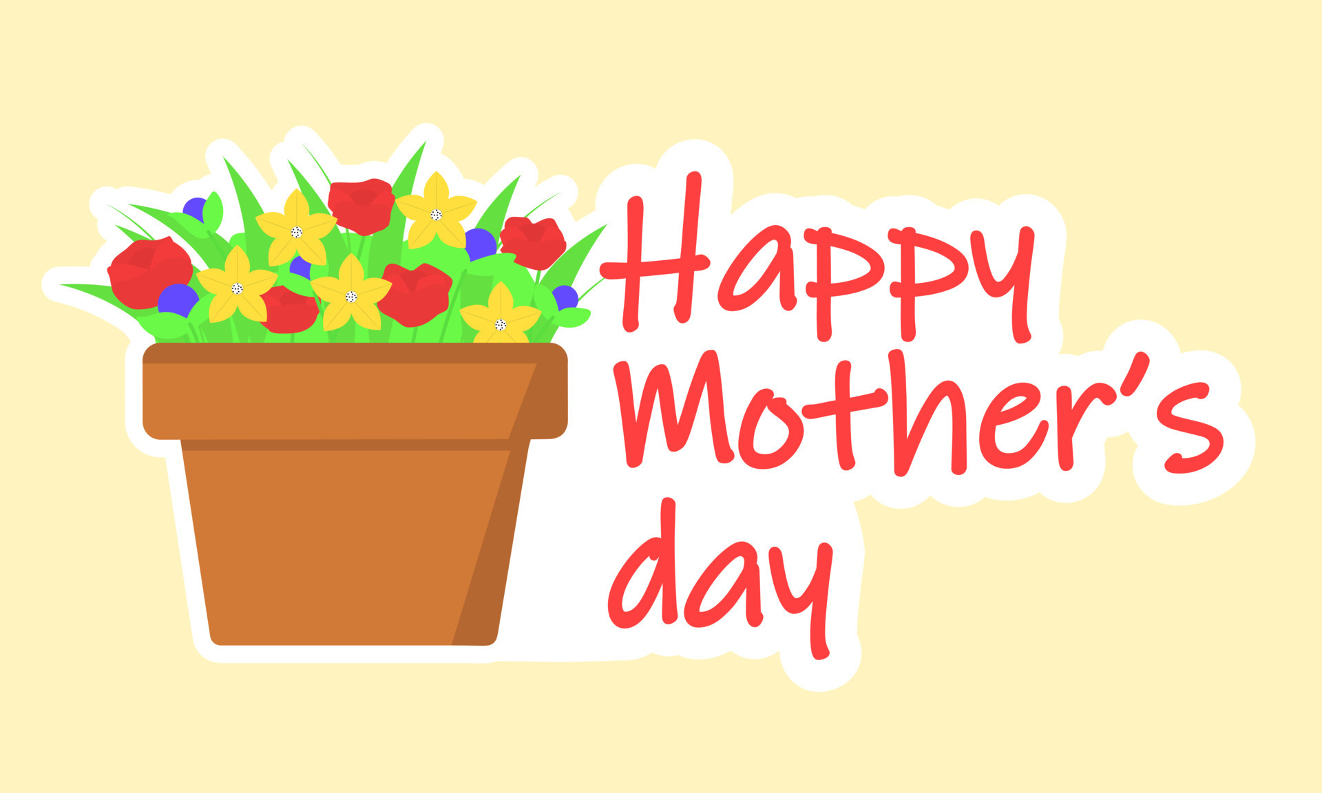 Flowers in pot. Mother's Day banner. 20149769 Vector Art at Vecteezy